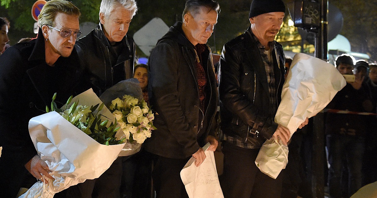 U2 pays tribute to Paris attack victims at Bataclan memorial