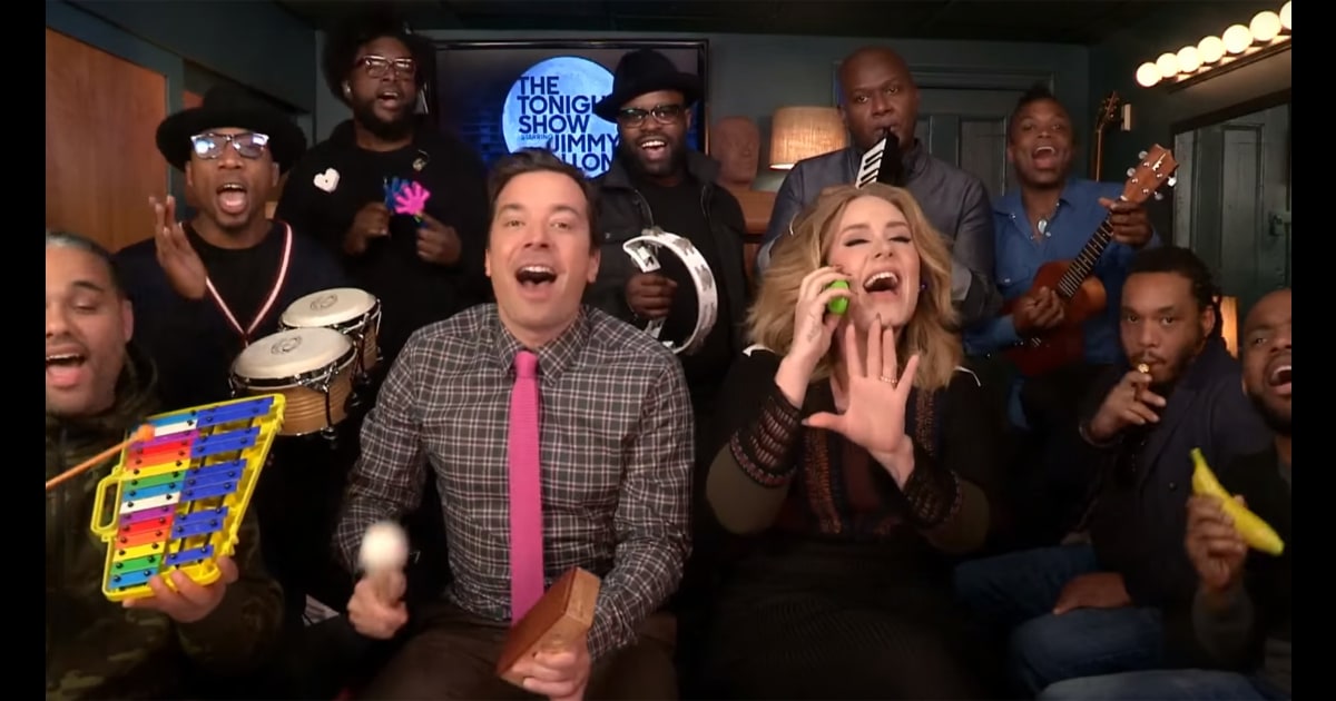 Adele performs 'Hello' with Jimmy Fallon and school instruments — and ...