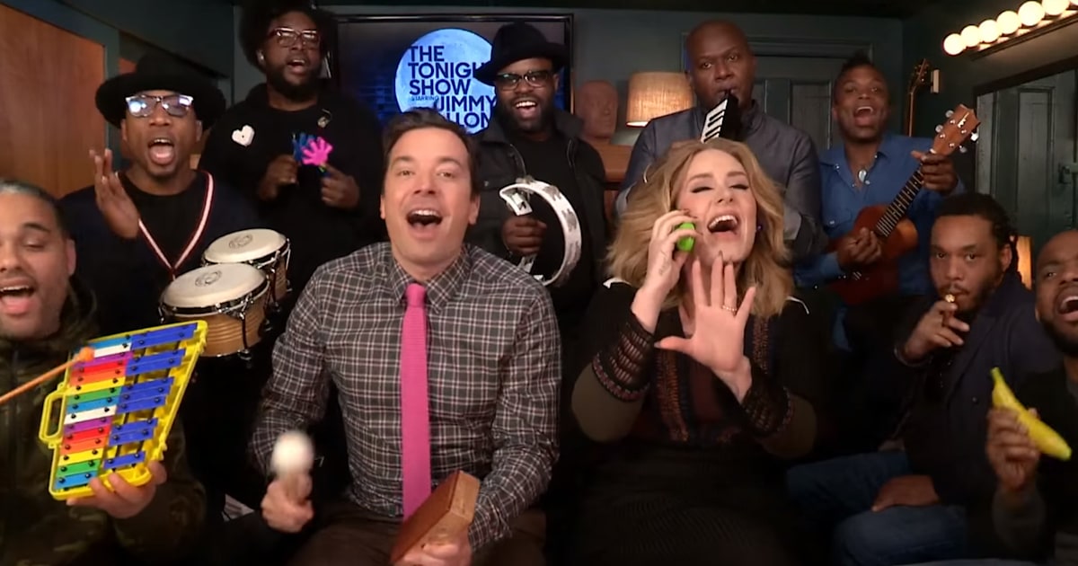 Adele performs 'Hello' with Jimmy Fallon and school instruments — and ...