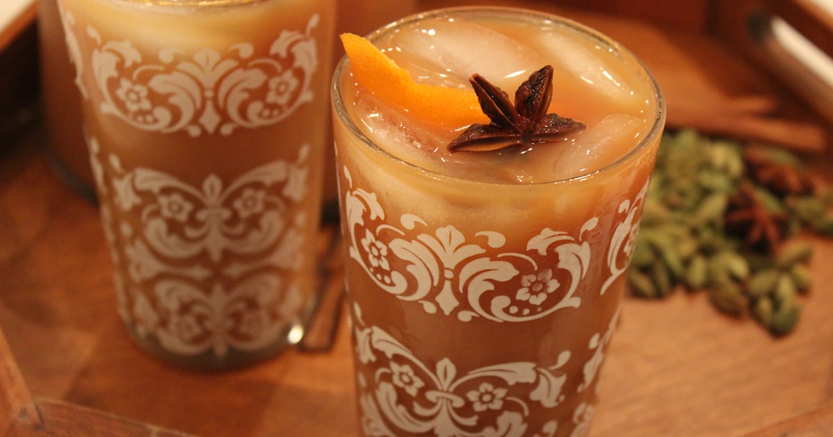 This spiked iced chai is the perfect pitcher cocktail for winter