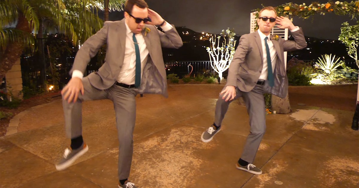 Groomsmen astound with hilarious, joyful wedding dance
