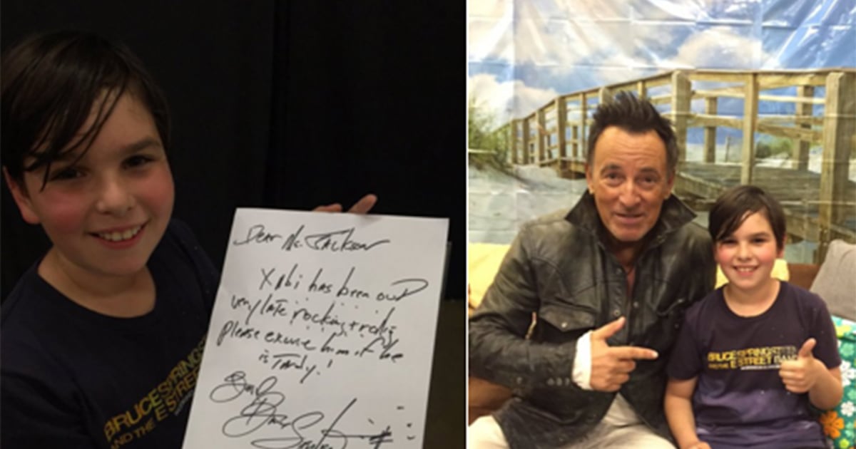 Bruce Springsteen writes tardy note for 4th-grader: 'He was out late ...