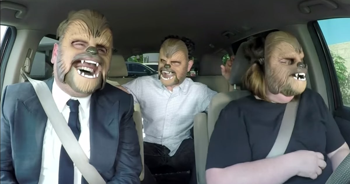 Chewbacca Mom is back behind the wheel ... driving James Corden to work