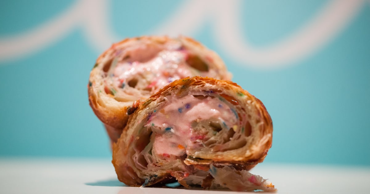 Rainbow birthday cake croissants at Union Fare in New York
