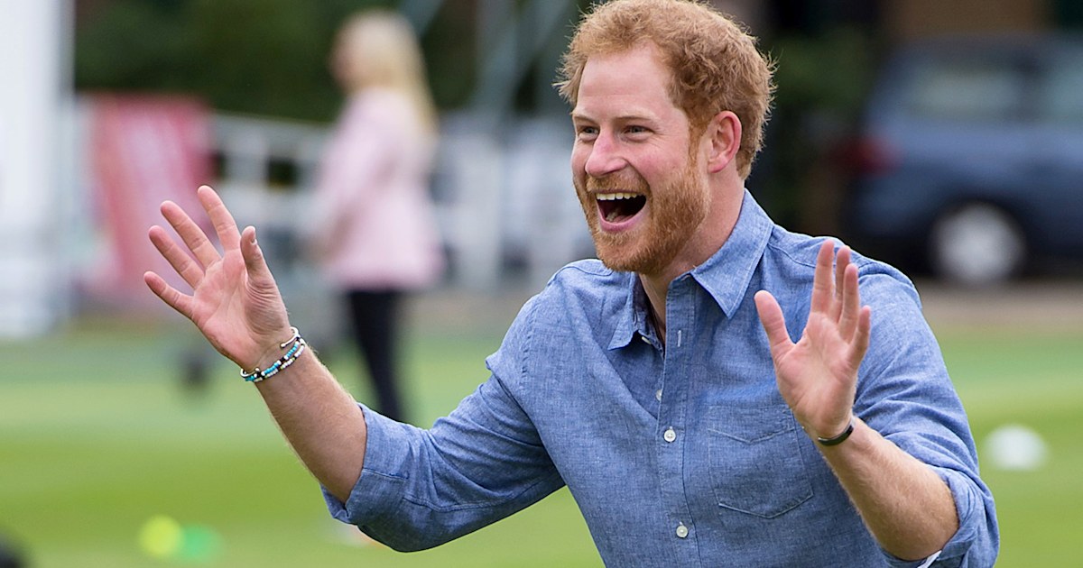 See a delighted Prince Harry meet his redheaded mini-me