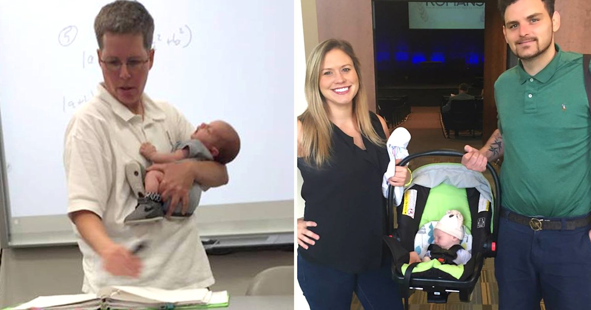 Professor encourages young new mom to bring baby to class