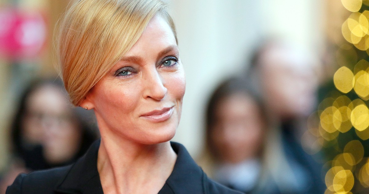 Uma Thurman debuts brown hair color at the Pirelli Calendar gala