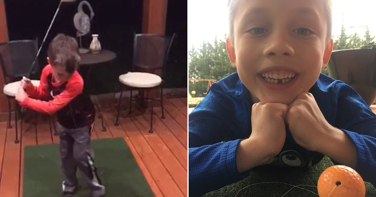 Watch this boy use his stellar golf swing to pull out loose tooth