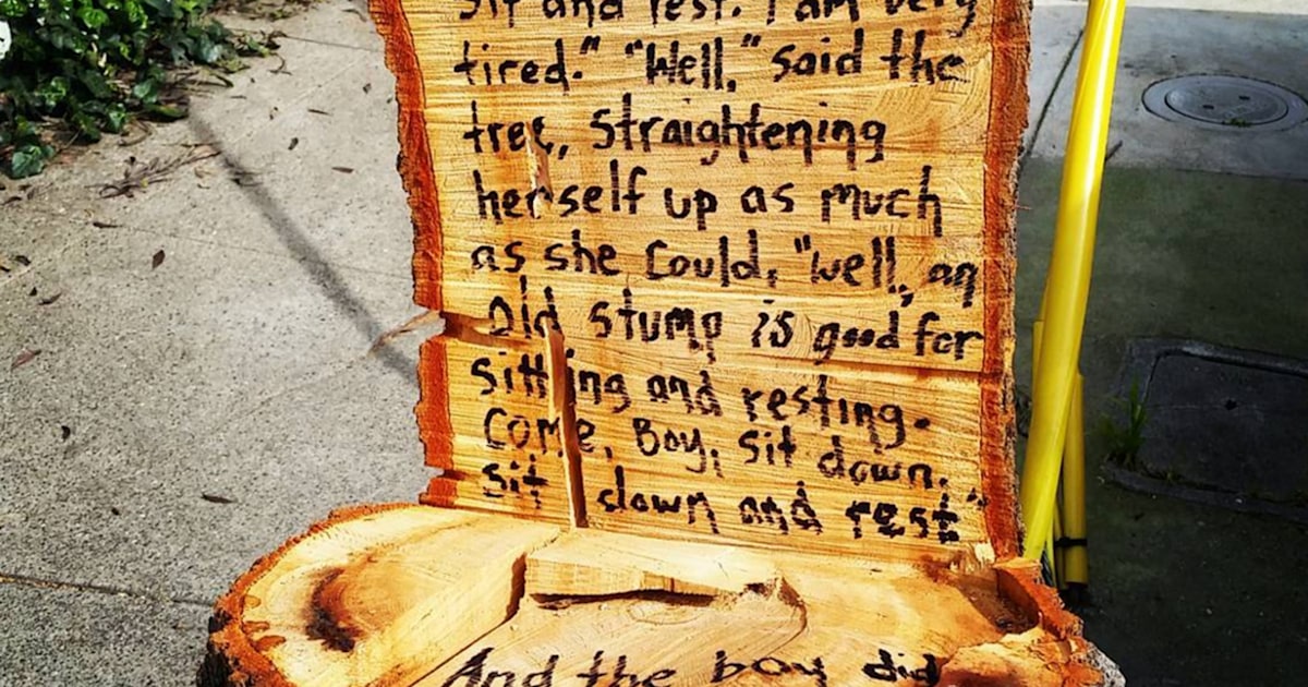 Someone turned this stump into the sweetest 'Giving Tree' tribute