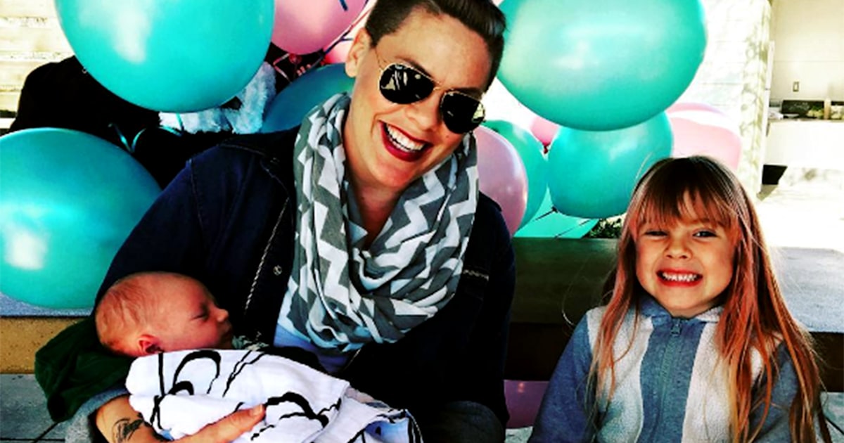 Pink shares adorable pic of baby son and daughter cuddling