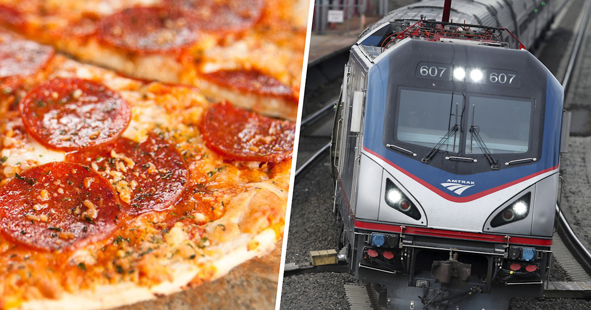 Pizza guy makes delivery to stalled Amtrak train