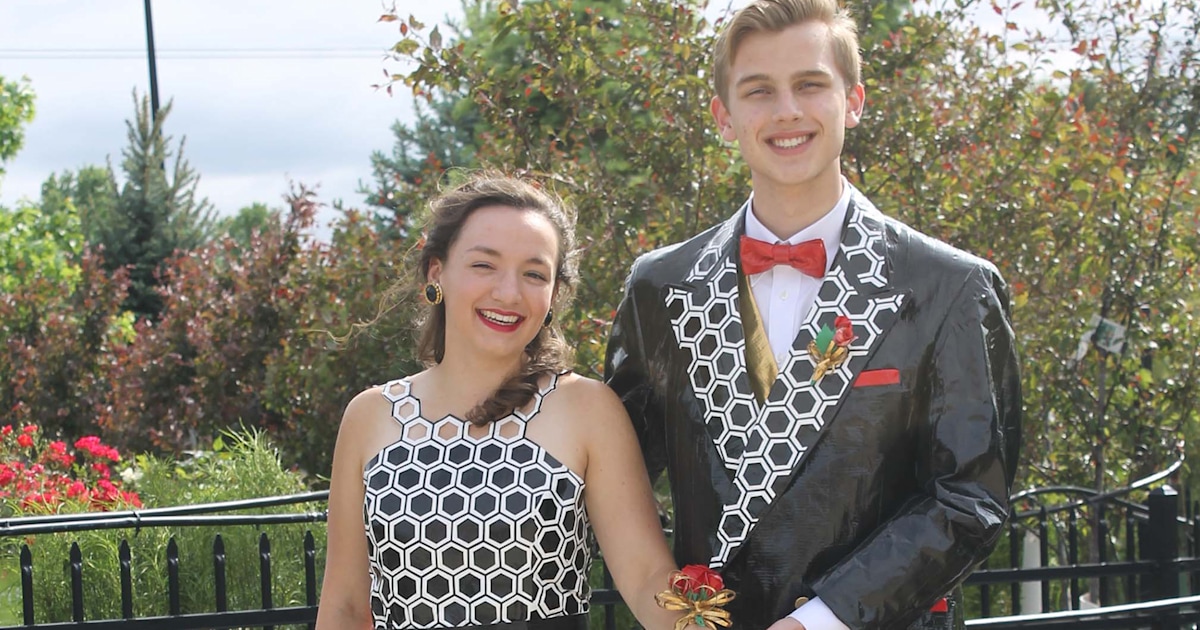See The Stunning Prom Dress And Tuxedo Made Entirely Of Duck Tape