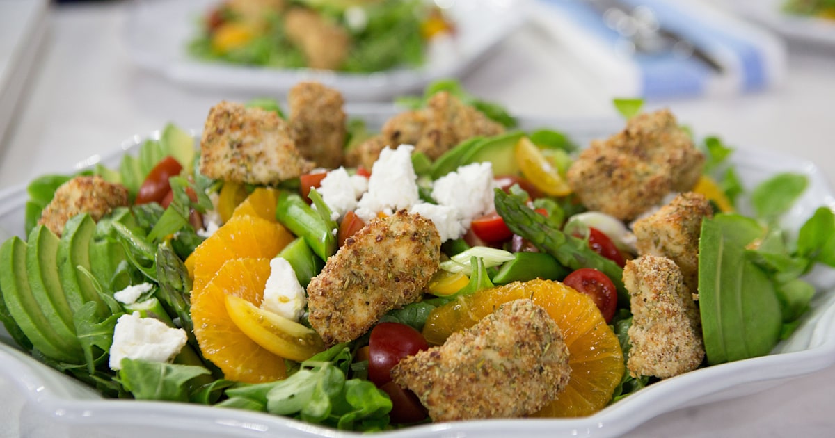 Lower-Carb Popcorn Chicken with Summer Salad Recipe