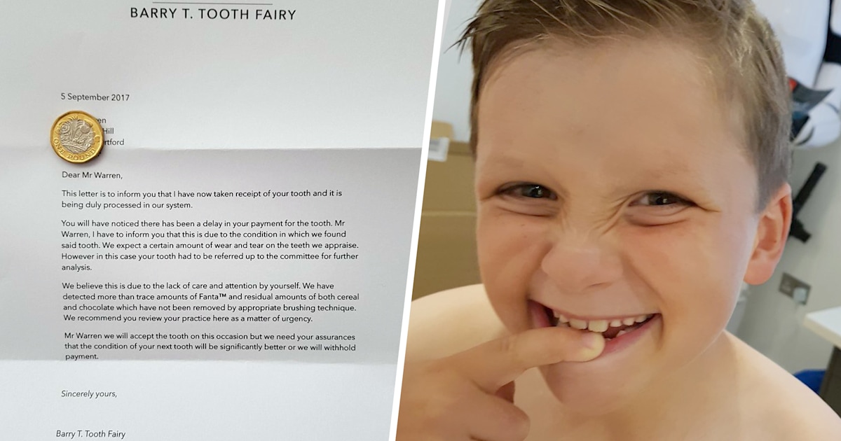 Dad posts letter tooth fairy sent his son about 'dreadful' brushing