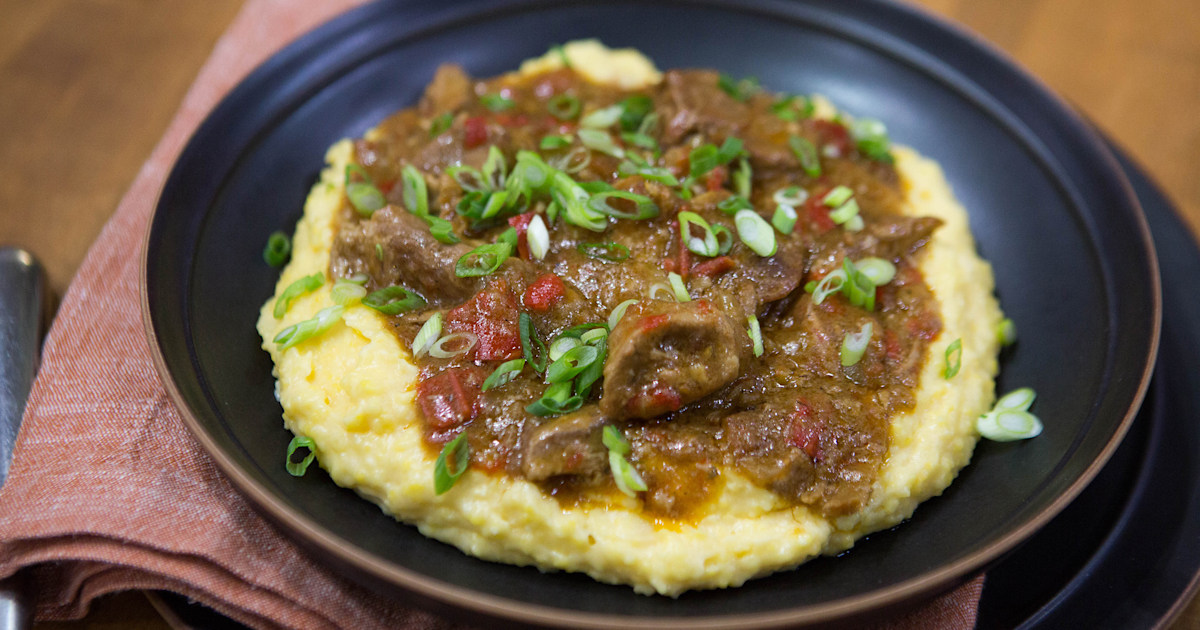 Pork Grillades with Cheesy Grits Recipe