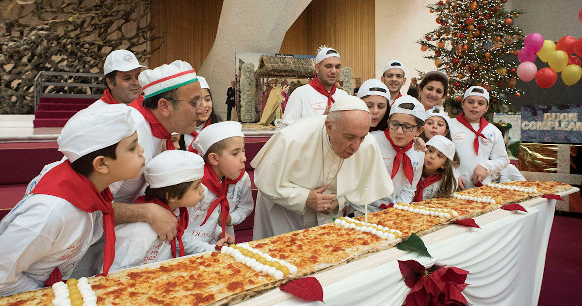 Pope Francis had a pizza party for his 81st birthday