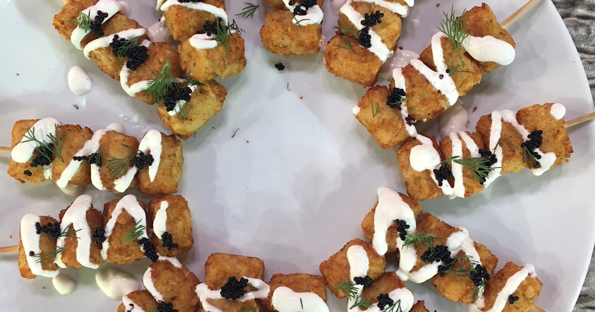 Tater Tots with Herbed Sour Cream and Caviar Recipe