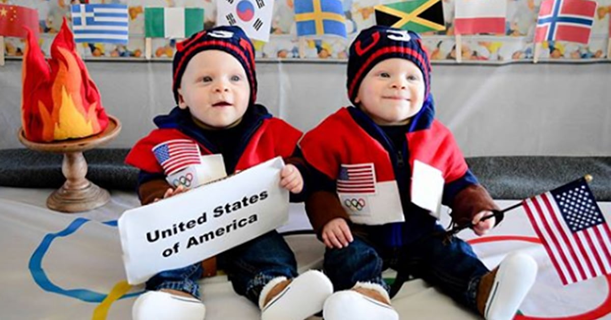 Mom's adorable Olympic-themed photo shoot with twins is pure gold