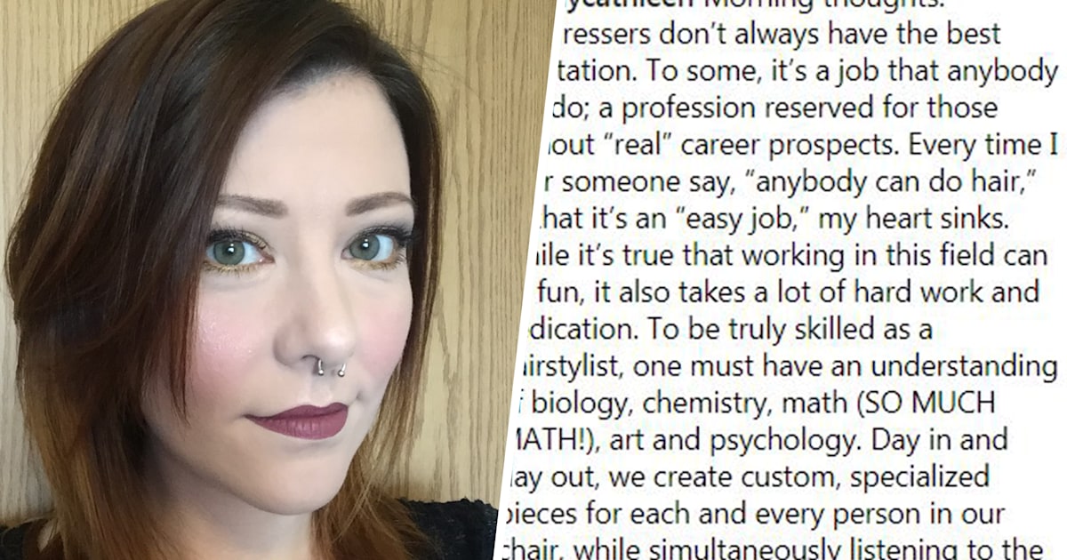 Hairstylist pens powerful message about her profession
