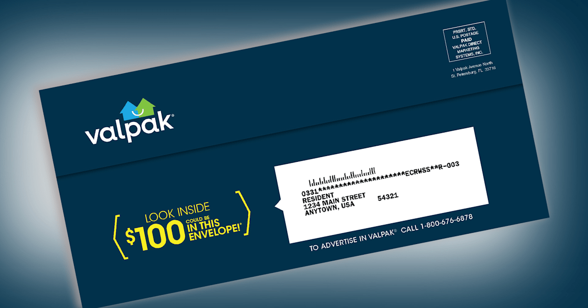 Valpak is randomly putting $100 checks in its coupon mailers