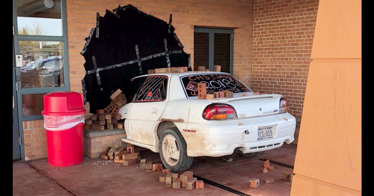 Car crash illusion is 'one of the best senior pranks' cops have seen