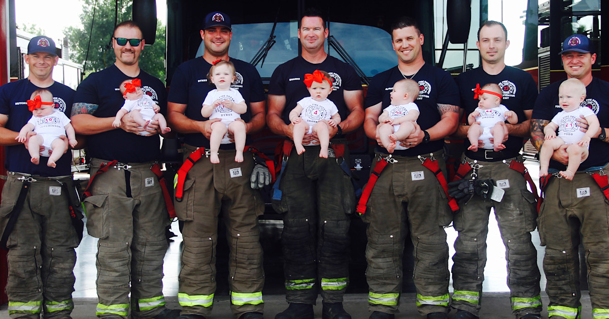 7 firefighter dads pose with new babies in adorable photo shoot