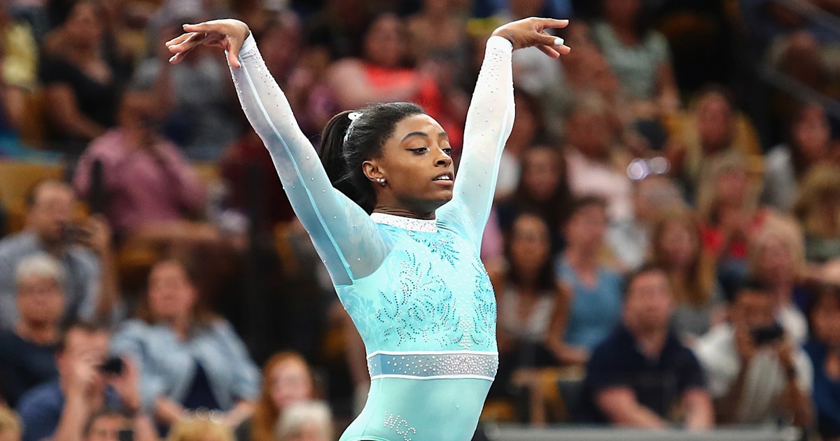 Simone Biles dominates gymnastics championships wearing leotard for ...