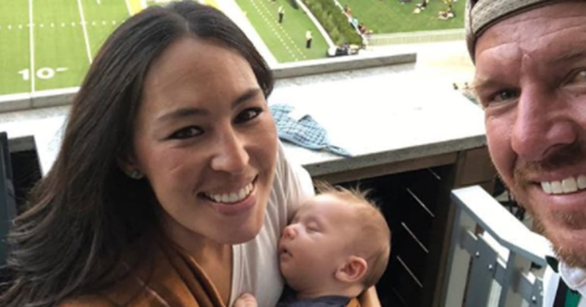 Chip and Joanna Gaines take baby Crew to his 1st football game