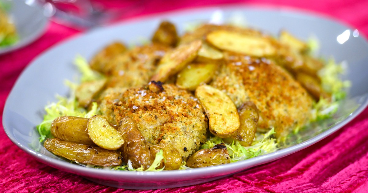 Ina Garten's Crispy Mustard Chicken and Frisee Recipe