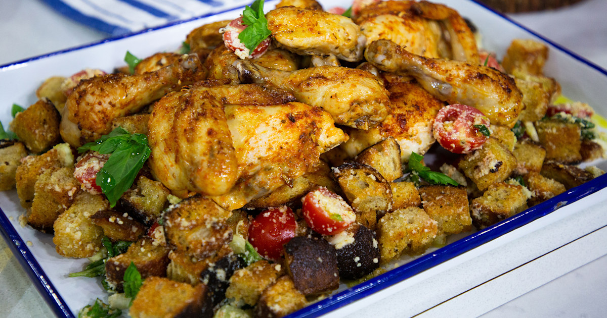 Giada De Laurentiis' Italian Sheet Pan Chicken With Bread Salad Recipe