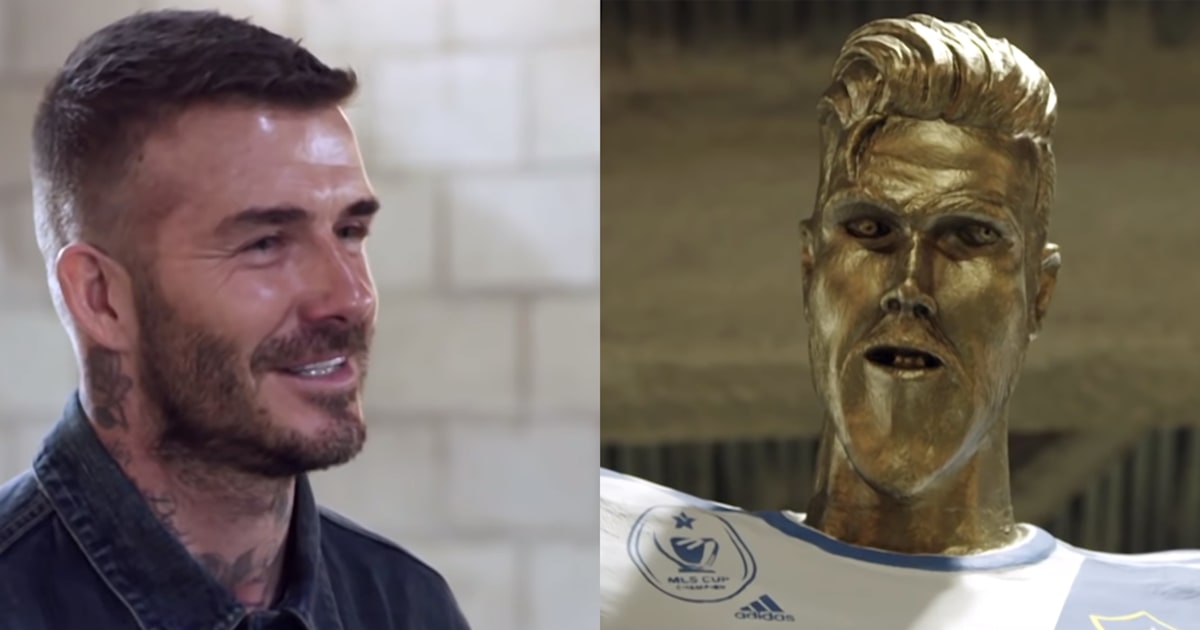 James Corden pranks David Beckham with hideous statue