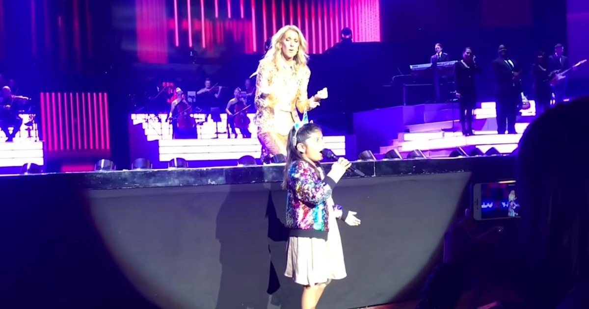 7-year-old sings at Celine Dion concert — and blows everyone away