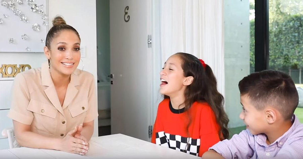 Watch Jennifer Lopez's twins Emme and Max put her in the hot seat ...