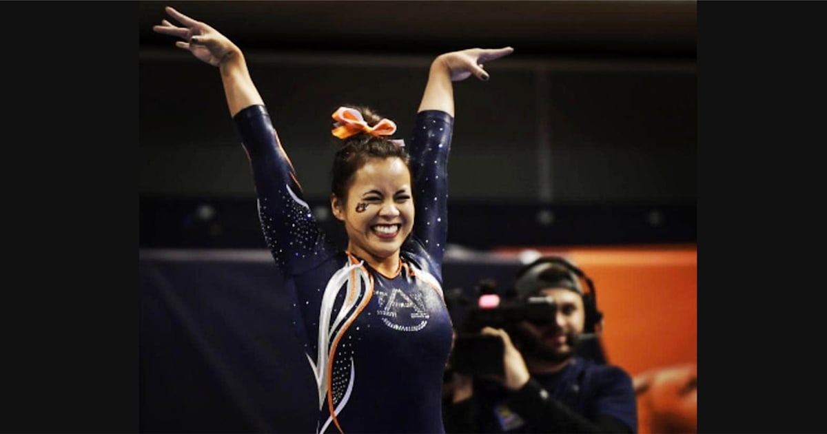 Injured gymnast Samantha Cerio walks aisle at her wedding