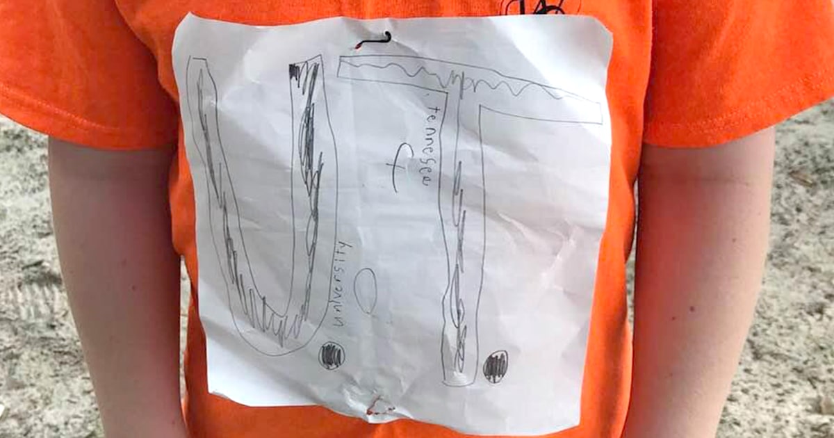 Boy's homemade UT Vols shirt for sale on school's site