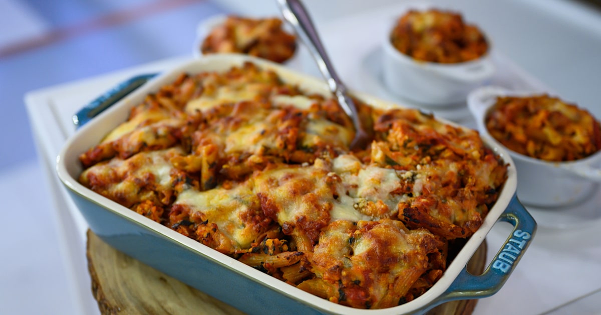 Better-for-you baked ziti and chocolate cake recipes
