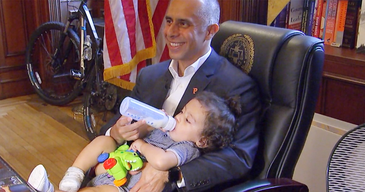 Providence mayor brings his son to work