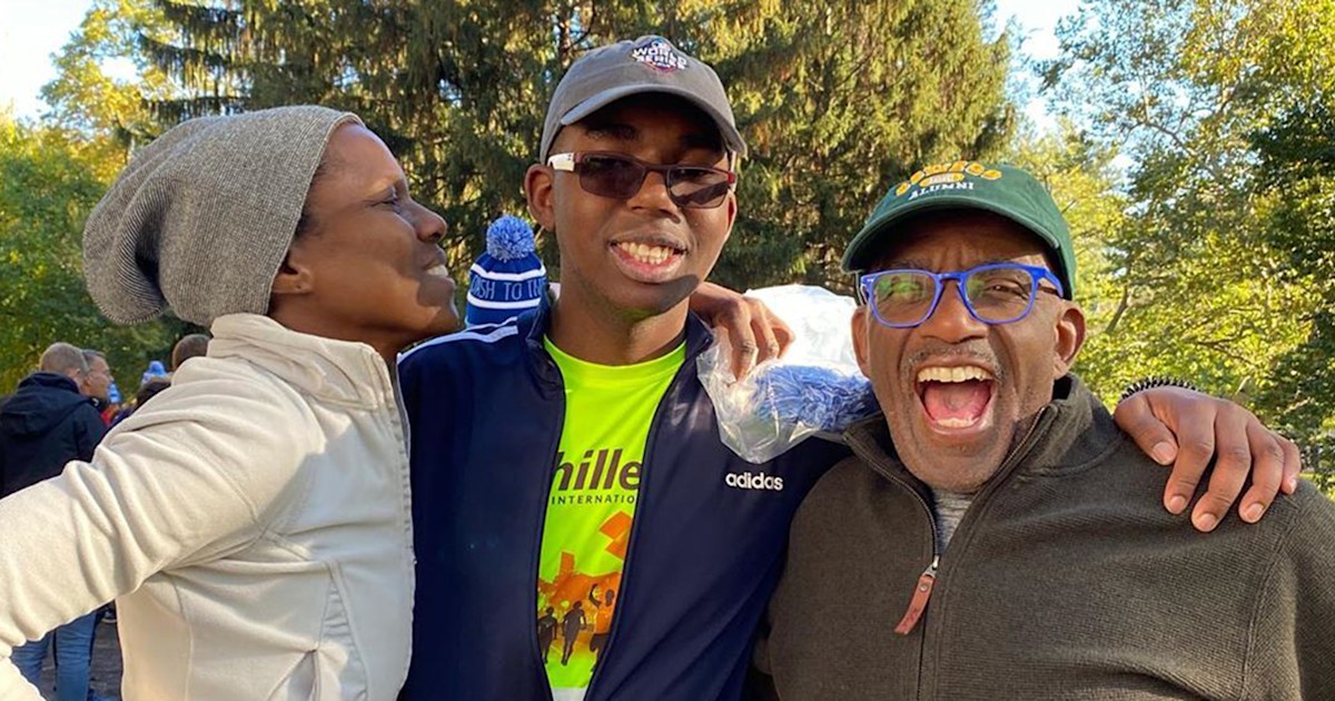 Al Roker is ever the proud parent as he cheers on son Nick at a race