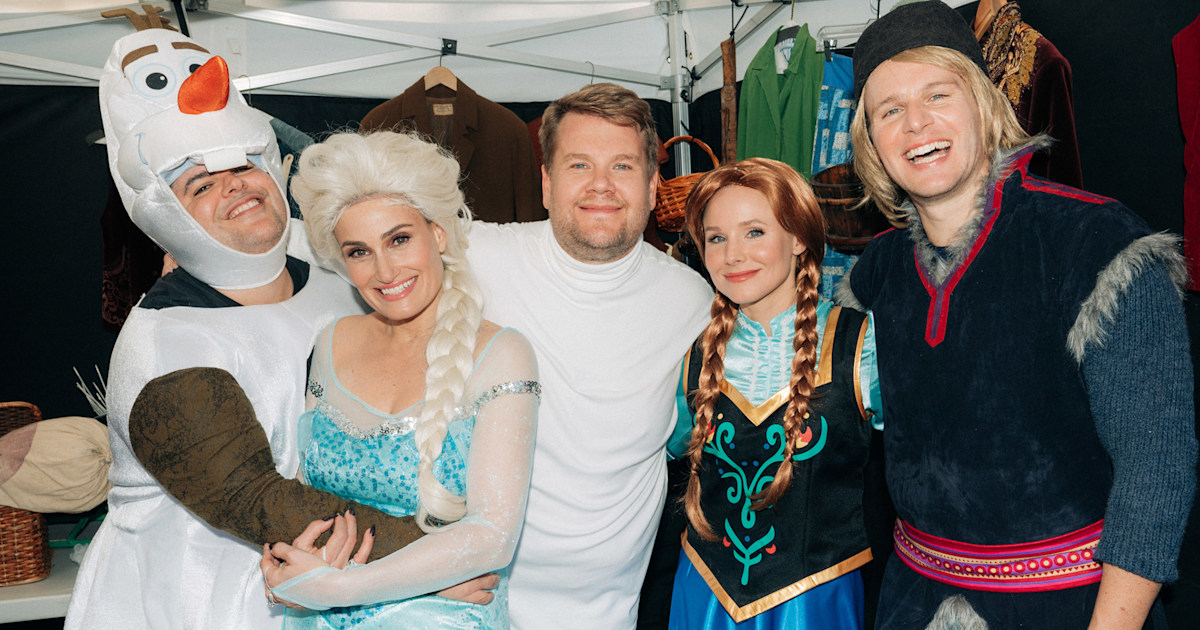 James Corden performs 'Frozen' with Kristen Bell, Idina Menzel and cast