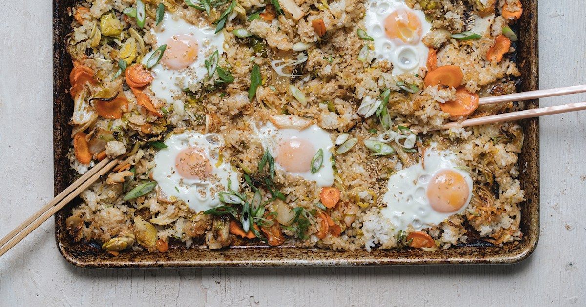 How to make fried rice in the oven on a sheet pan