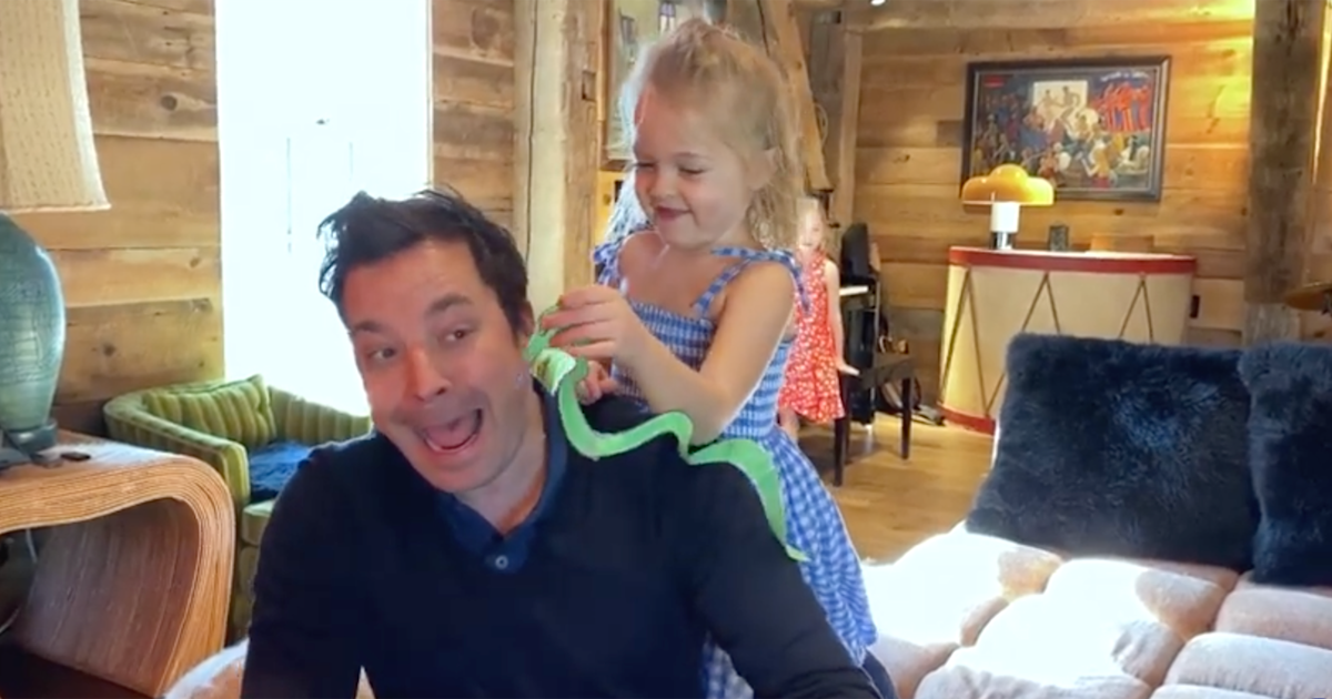 Watch Jimmy Fallon s Daughter Scare Him With A Fake Snake