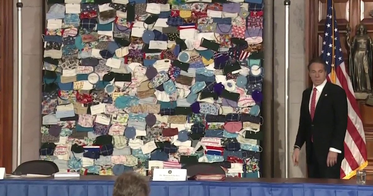 Andrew Cuomo unveils collage of donated face masks
