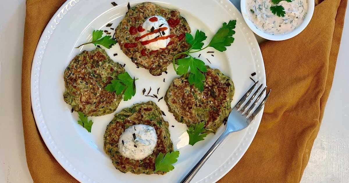 Savory Garden Pancakes with Yogurt Herb Sauce Recipe