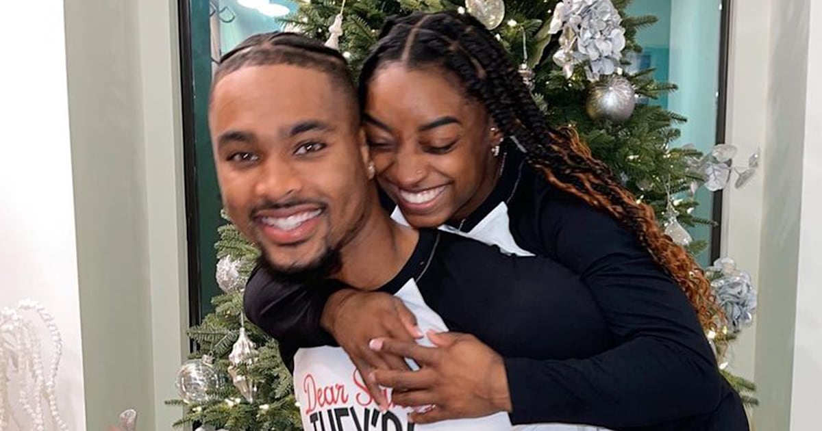 Simone Biles celebrates Christmas with boyfriend in matching PJs