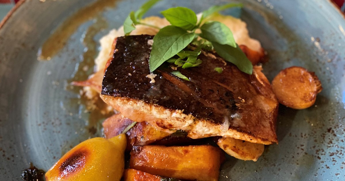 Gold Coconut Broken Rice with Tamarind-Glazed Salmon Recipe