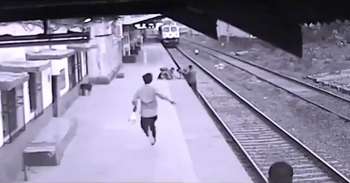 Good Samaritan sprints to save child from oncoming train in India