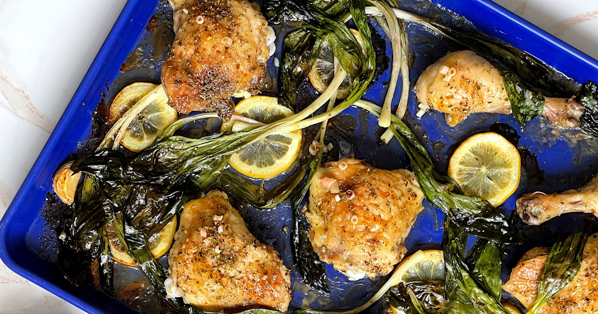 Sheet-Pan Chicken with Ramps, Lemon and Garlic Recipe