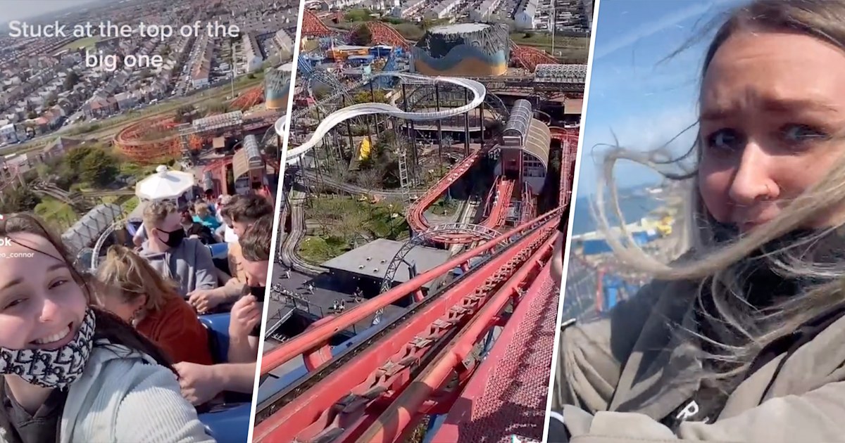 Roller coaster stalls near 235-foot peak, riders capture terrifying ...