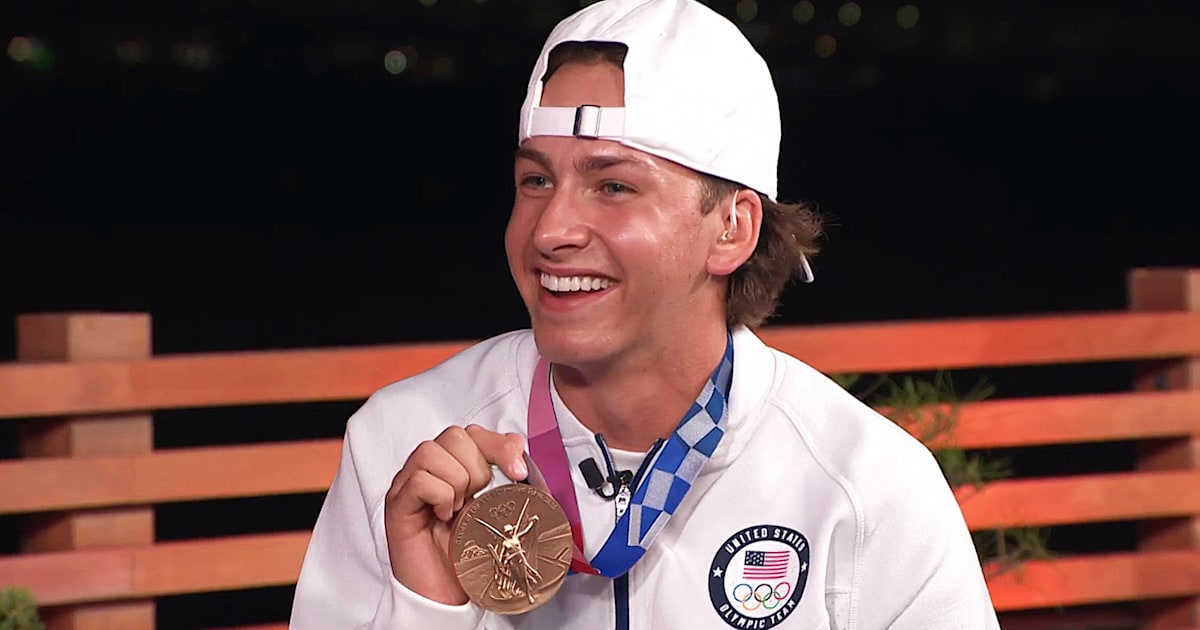 Jagger Eaton is giving his Olympic skateboarding medal to his mom