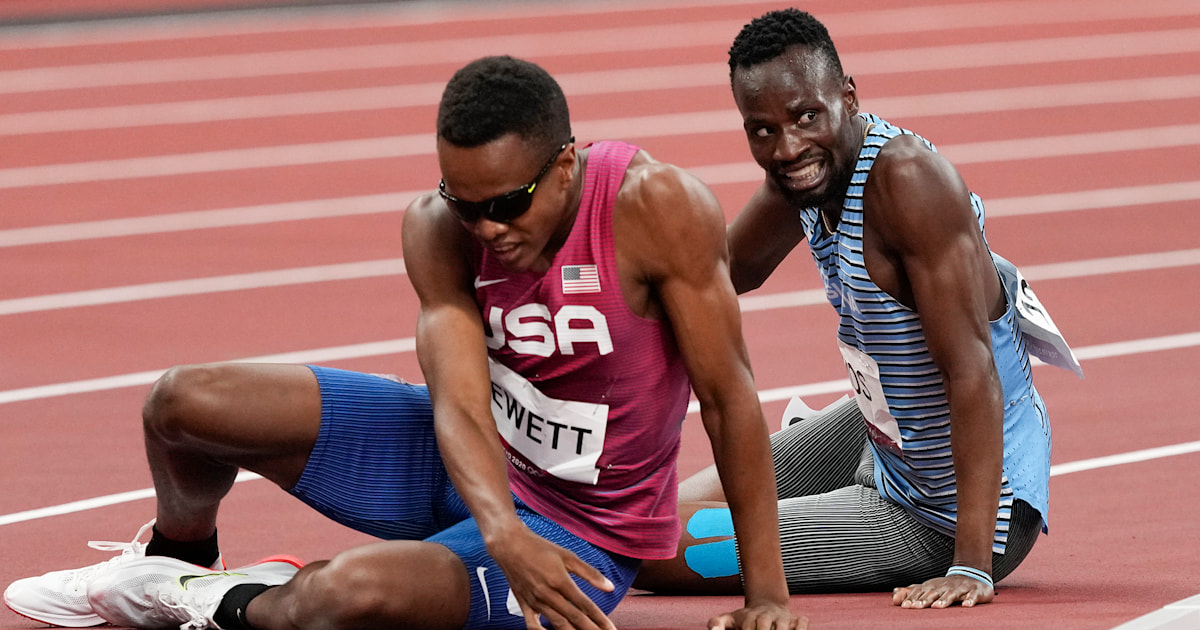 American and Botswanan runners take a tumble, but finish race together
